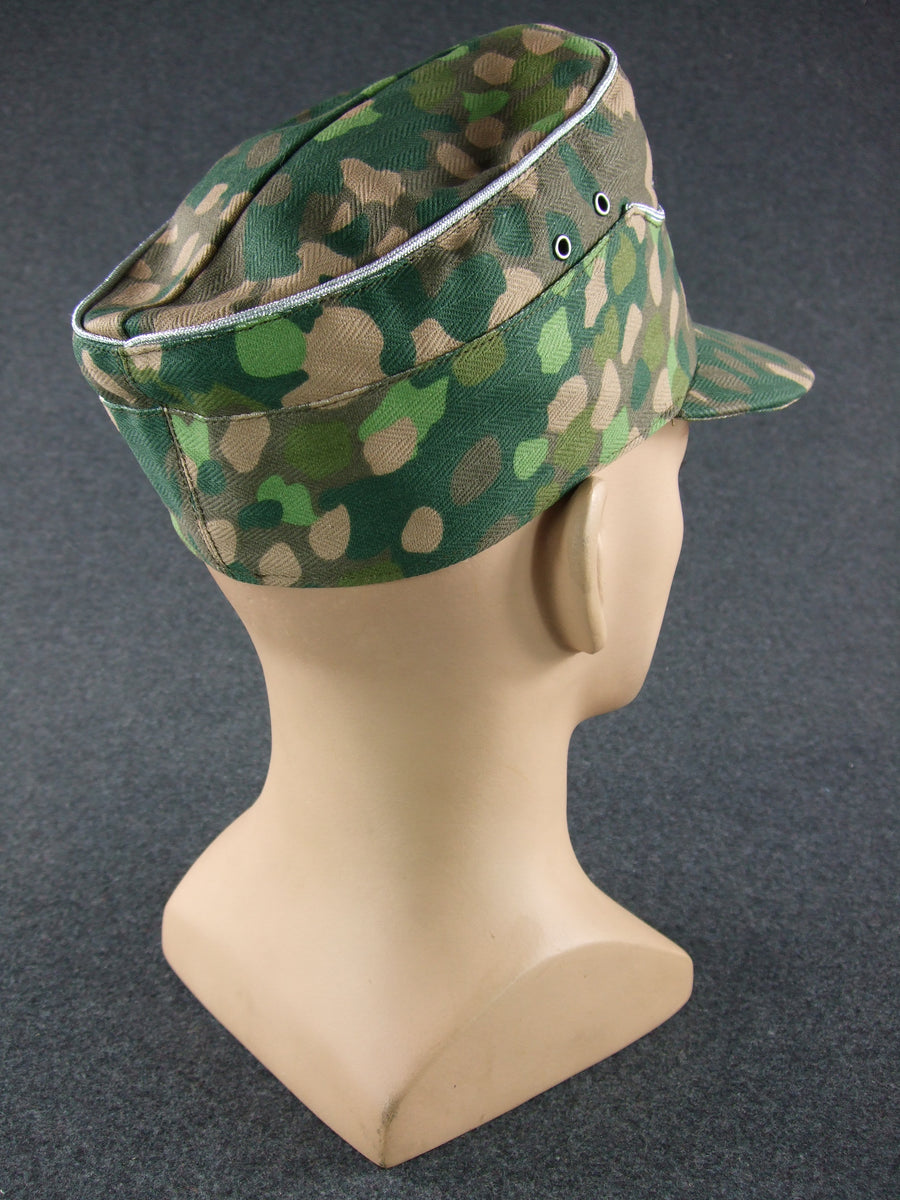 WWII German Waffen Elite 44 Pea Dot Camo Field Cap With Badge Officer ...