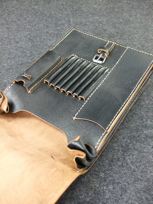 WWII German M35 Map Case Black Leather| Hikimilitariashop