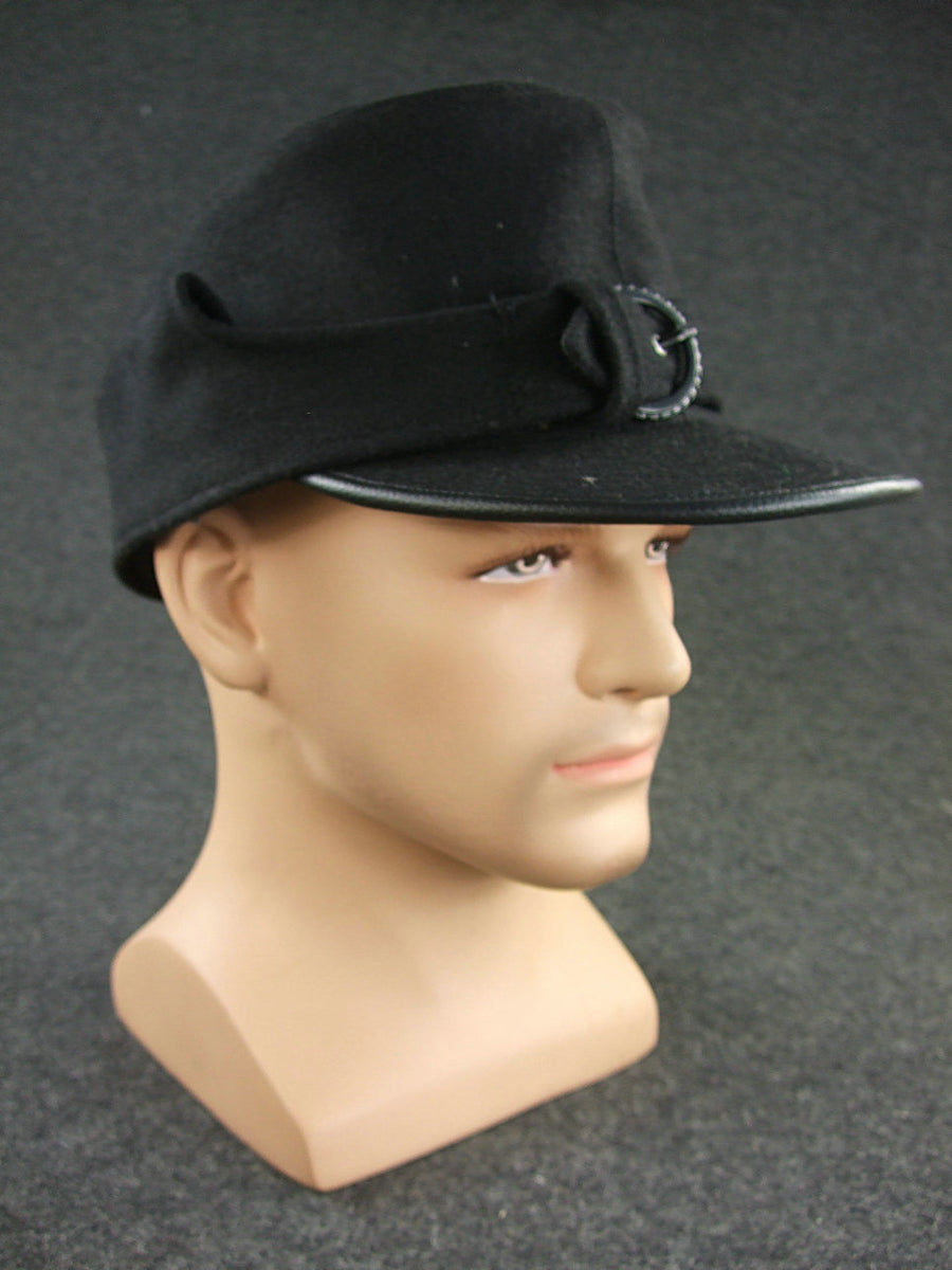 WW2 German HJ Winter Ski Cap Black Wool Service Cap| Hikimilitariashop
