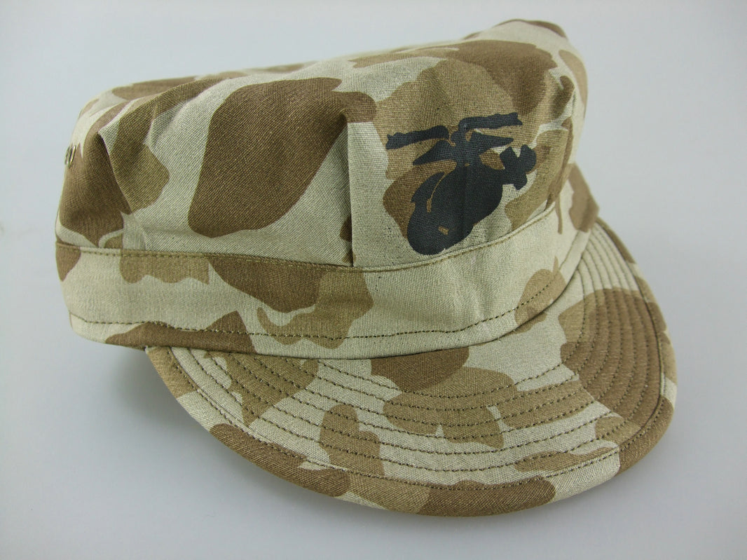 WWII USMC Camo HBT Utility Cap EGA Brown| Hikimilitariashop