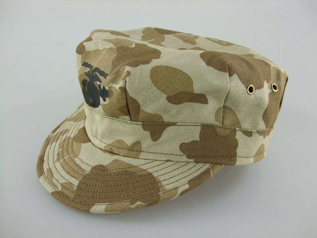 WWII USMC Camo HBT Utility Cap EGA Brown| Hikimilitariashop