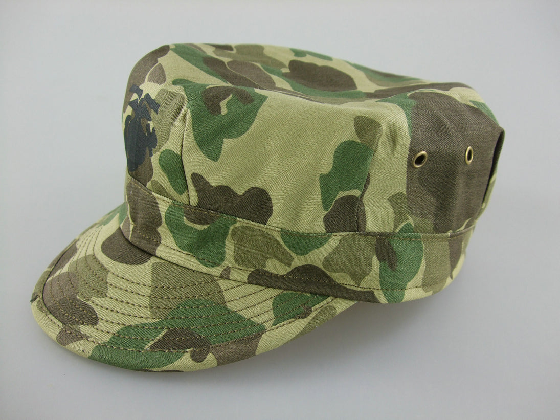 WWII USMC Camo HBT Utility Cap EGA Green| Hikimilitariashop