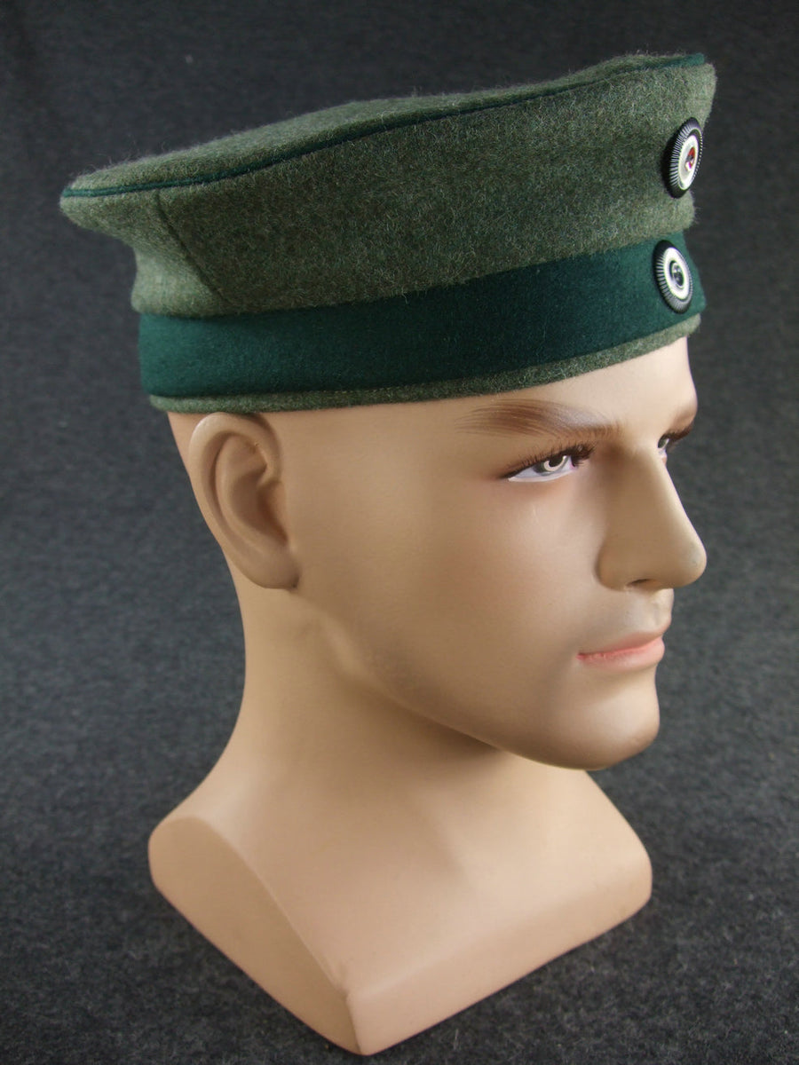 WW1 German EM Beret Cap M1917 Green Band + Green Piping| Hikimilitariashop