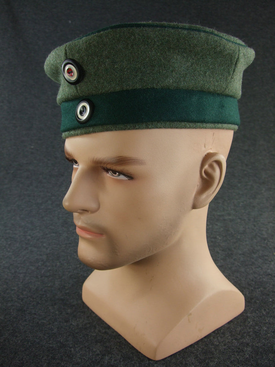 WW1 German EM Beret Cap M1917 Green Band + Green Piping| Hikimilitariashop