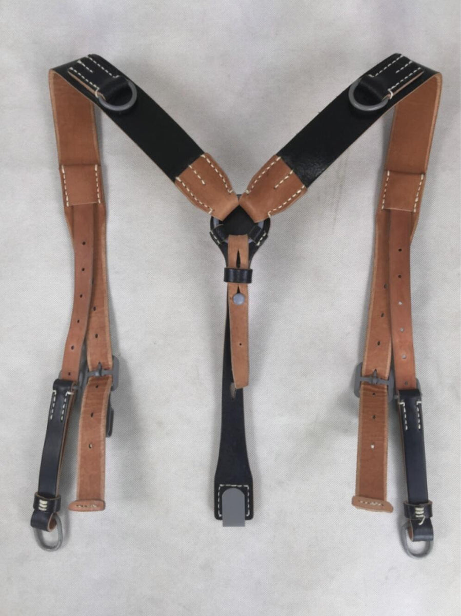 WW2 German Leather Y-Straps Early Period Type Style| Hikimilitariashop