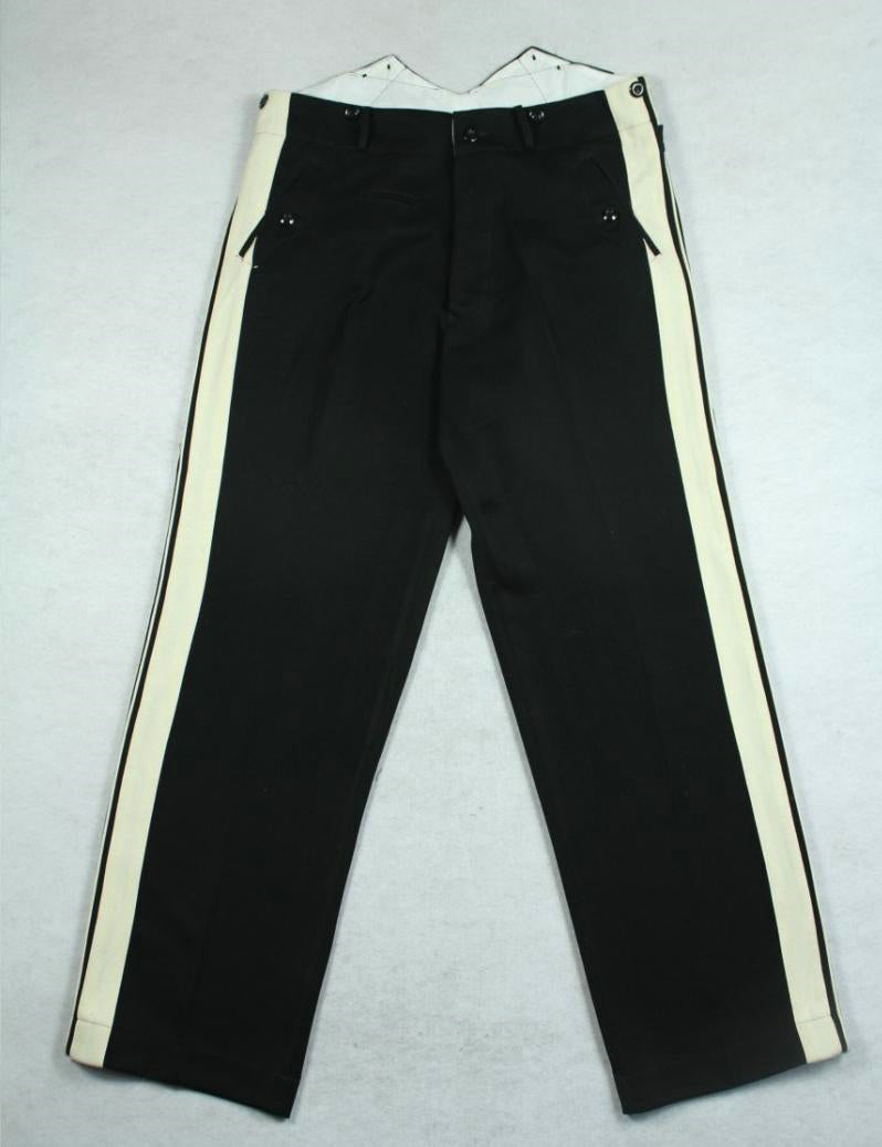 WWII German General Black Gabardine Trousers Pants White Stripes ...