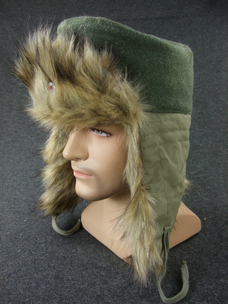 WW2 German Officer Fur Winter Cap + Metal Cockade| Hikimilitariashop