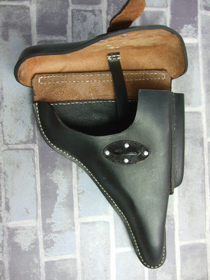 WW2 German P38 Hard Shell Holster Black Leather| Hikimilitariashop